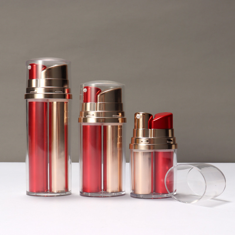 2 X 10ml Plastic Lotion Pump Double Tube Vacuum Pump Bottle Cosmetic